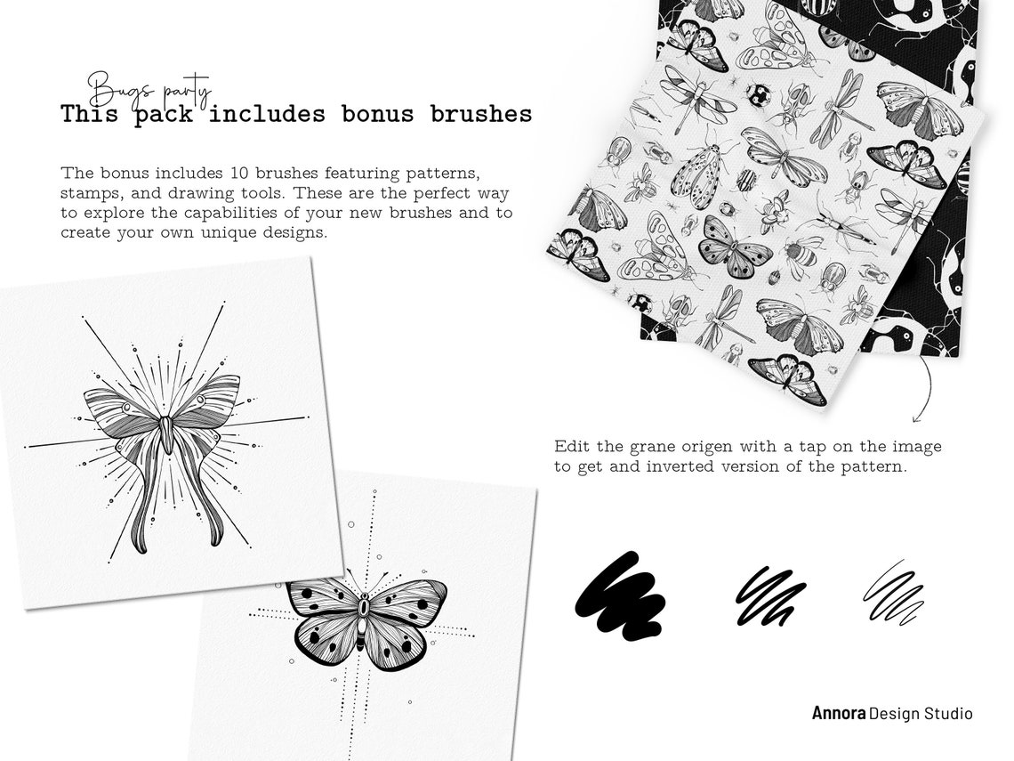 Lineart Insects Pack 1 Procreate Brushes Digital Stamp Brush Set ...