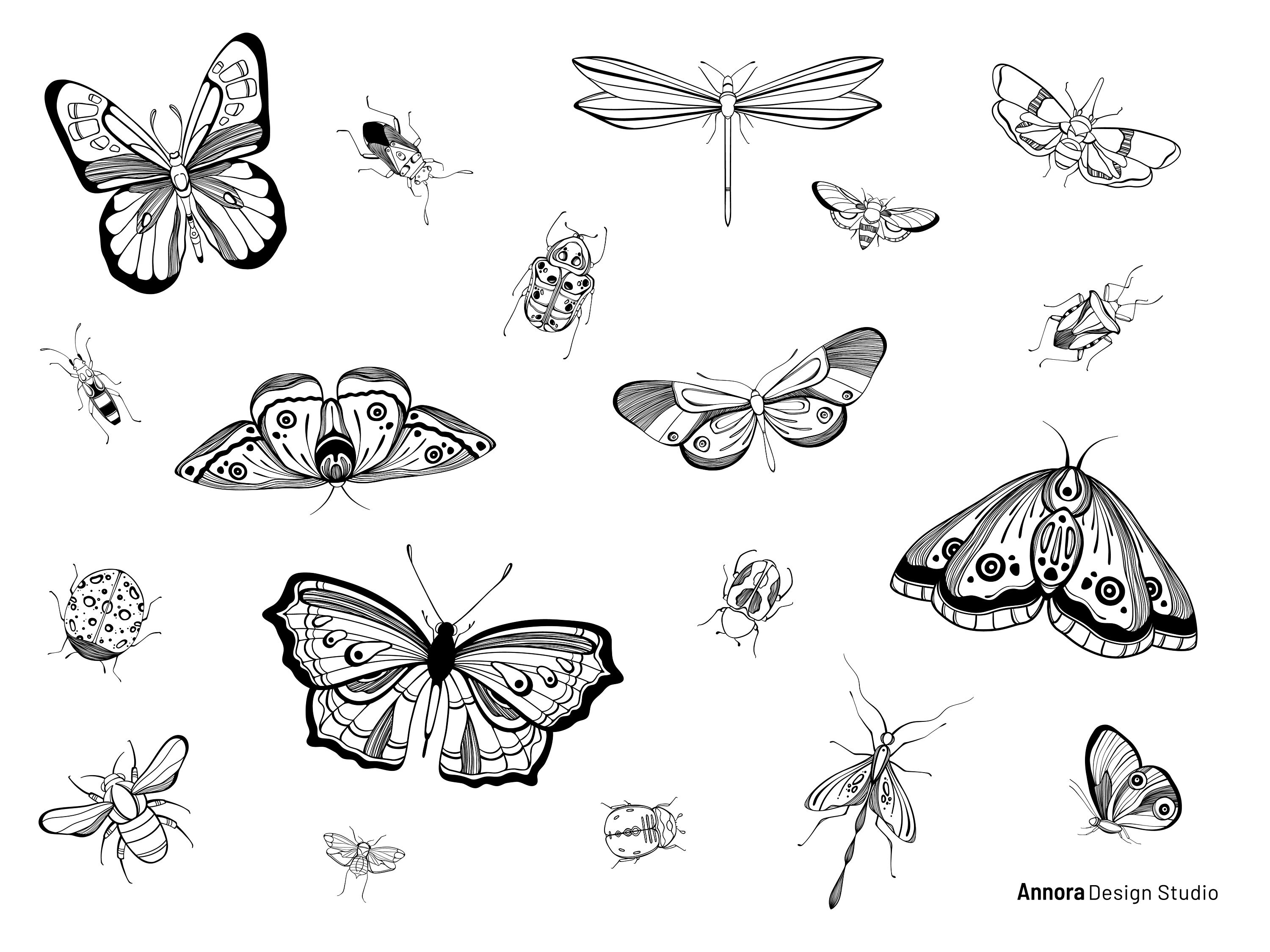 Lineart Insects - Pack 2 - Procreate Brushes - Digital Stamp Brush Set ...