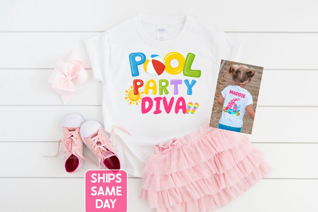 Girls Sixth Pool Party Birthday Shirt, 6th Birthday Pool Party Shirt ...