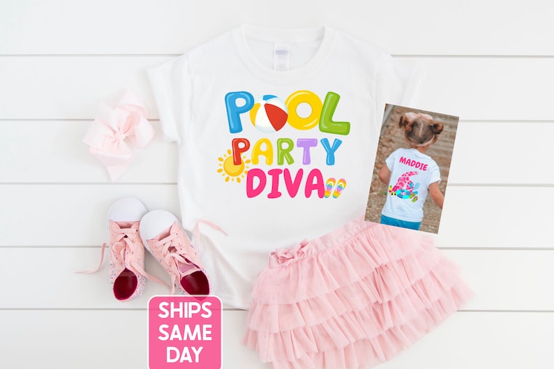 Girls Sixth Pool Party Birthday Shirt, 6th Birthday Pool Party Shirt ...