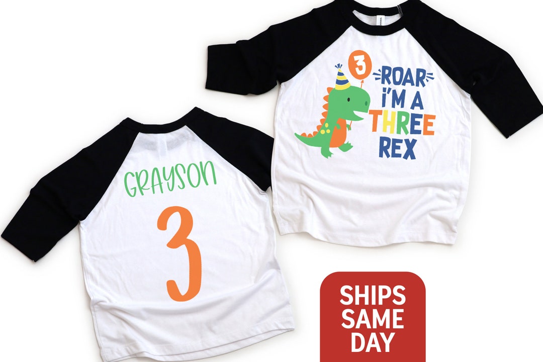 Dinosaur Birthday Shirt, Roar I'm a Three Rex Birthday Shirt, Dinosaur ...