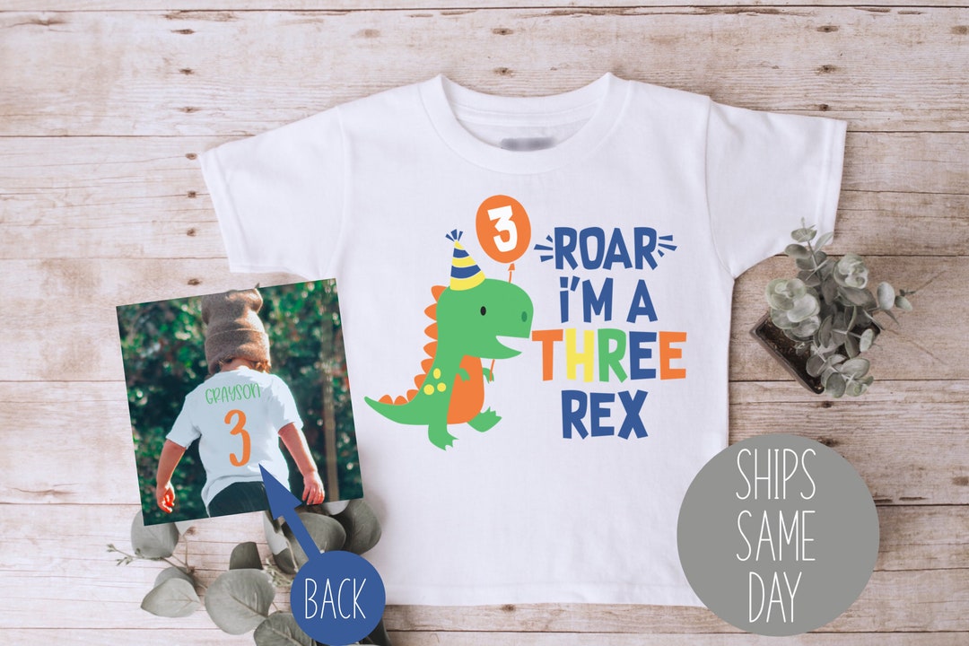 Dinosaur Birthday Shirt, Roar I'm a Three Rex Birthday Shirt, Dinosaur ...