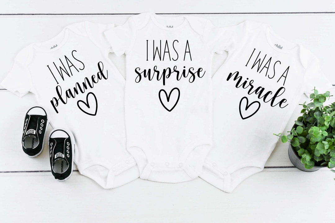 Triplets Baby Announcement Onesies®: Planned, Surprise, Miracle - Etsy