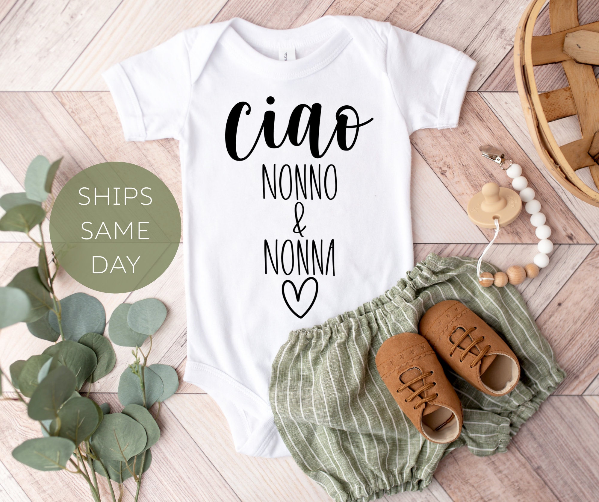 Ciao Nonno and Nonna Onesie Pregnancy Announcement Italian | Etsy