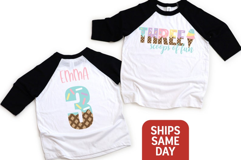 Three Scoops of Fun Ice Cream 3rd Birthday Shirt 3rd Birthday - Etsy
