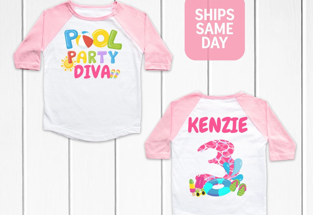 Girls Pool Party Third Birthday Shirt, 3rd Birthday Pool Party Shirt ...