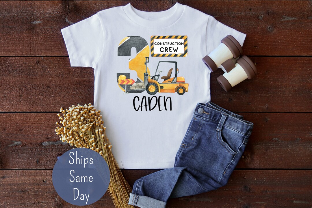 Third Birthday Boy Shirt, Boys Construction Crew Shirt, Boys 3rd Birthday Construction Shirt ...