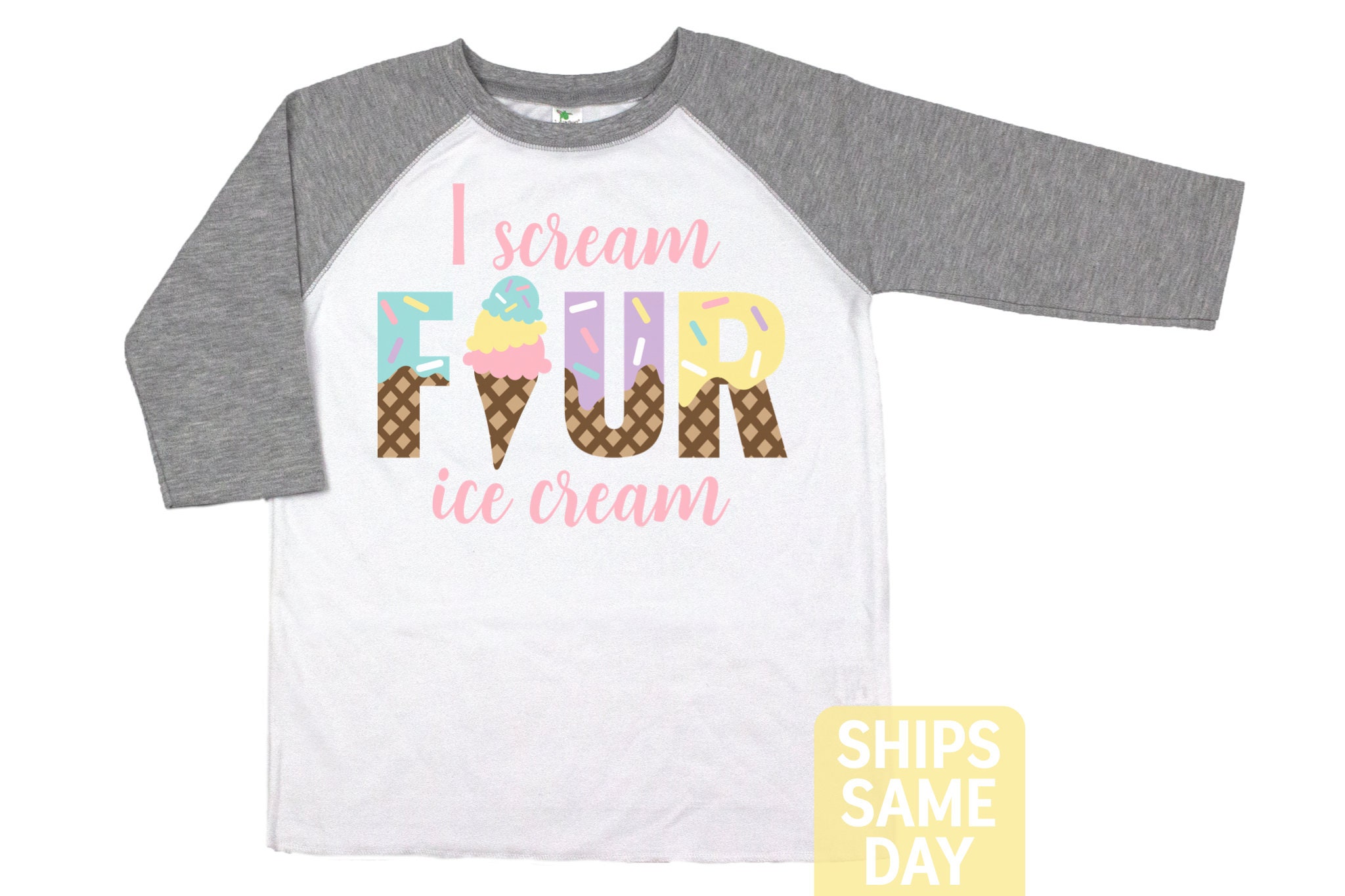 I Scream Four Ice Cream Birthday Shirt, 4th Birthday Party, Ice Cream ...