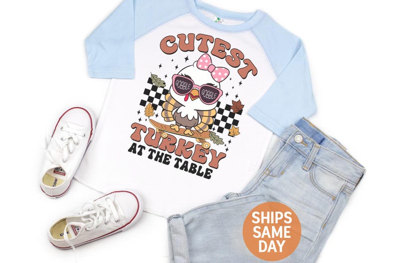 Cutest Turkey at the Table Shirt - Thanksgiving Toddler Tee - Girls ...