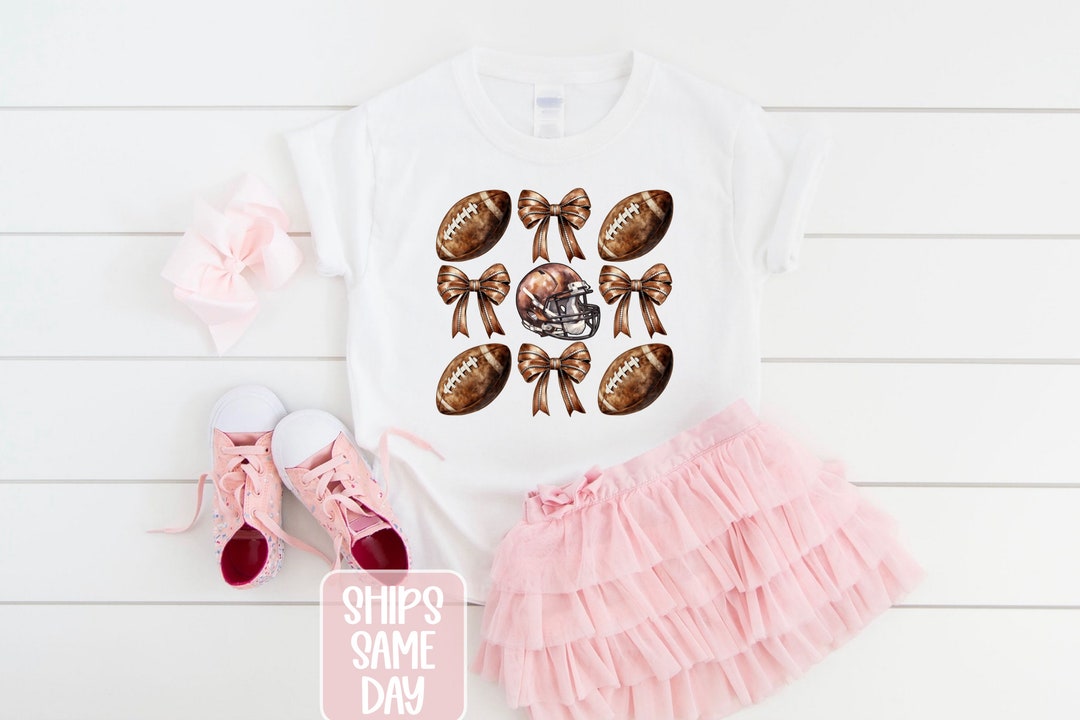 Girls Football Shirt, Football and Bows Girls T-shirt, Football Girls ...
