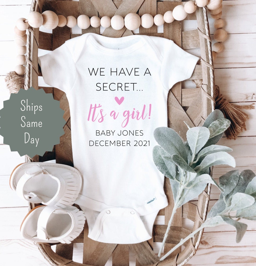 Baby Announcement Onesie®, Girl Gender Reveal Personalized Onesie ...
