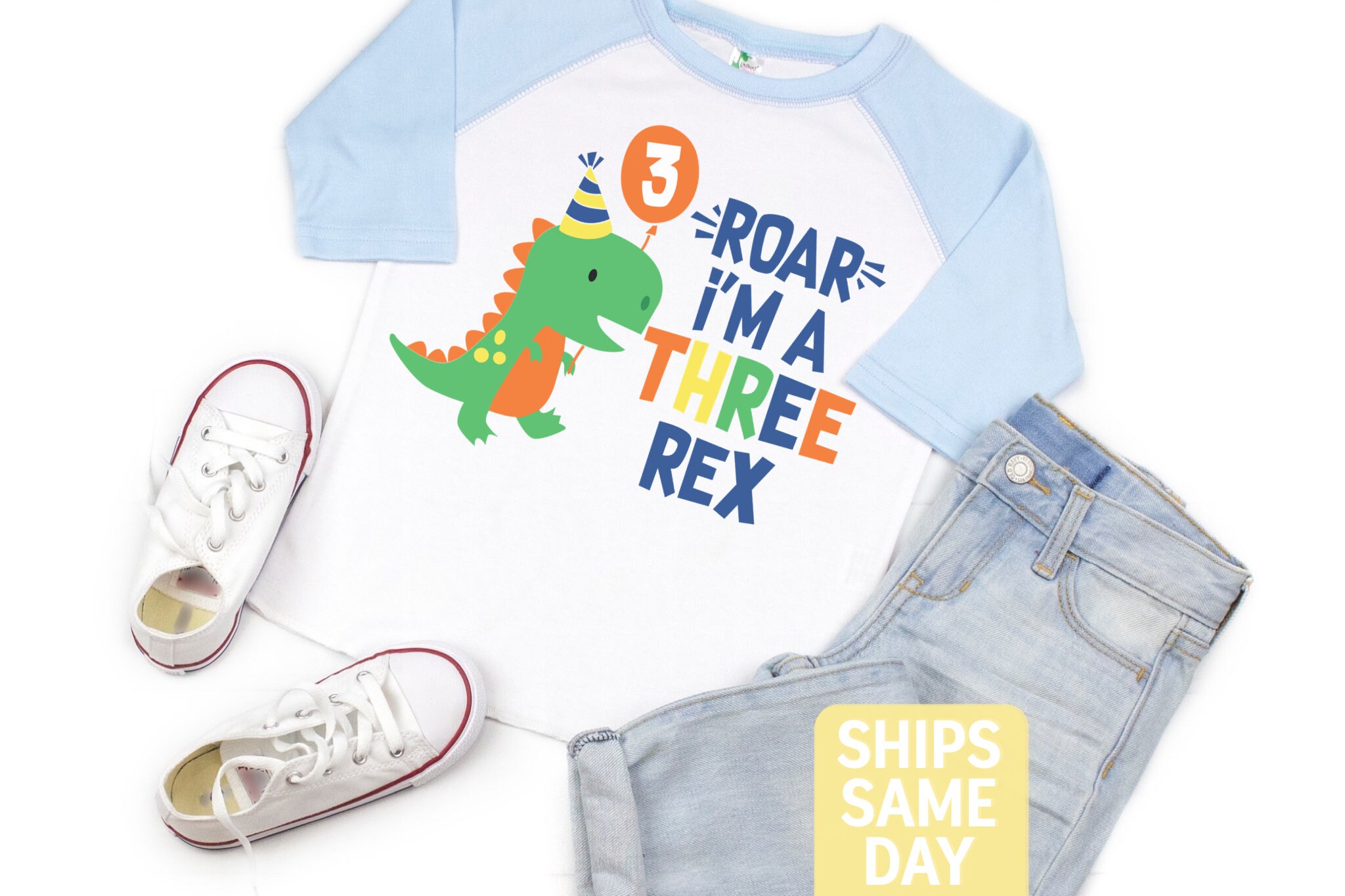 Dinosaur Birthday Shirt Roar I'm a Three Rex Birthday - Etsy