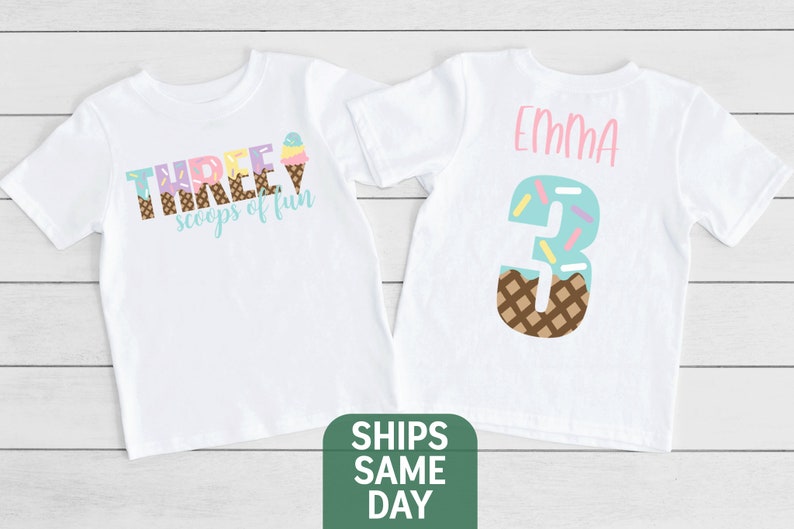 Three Scoops of Fun Ice Cream 3rd Birthday Shirt 3rd Birthday - Etsy