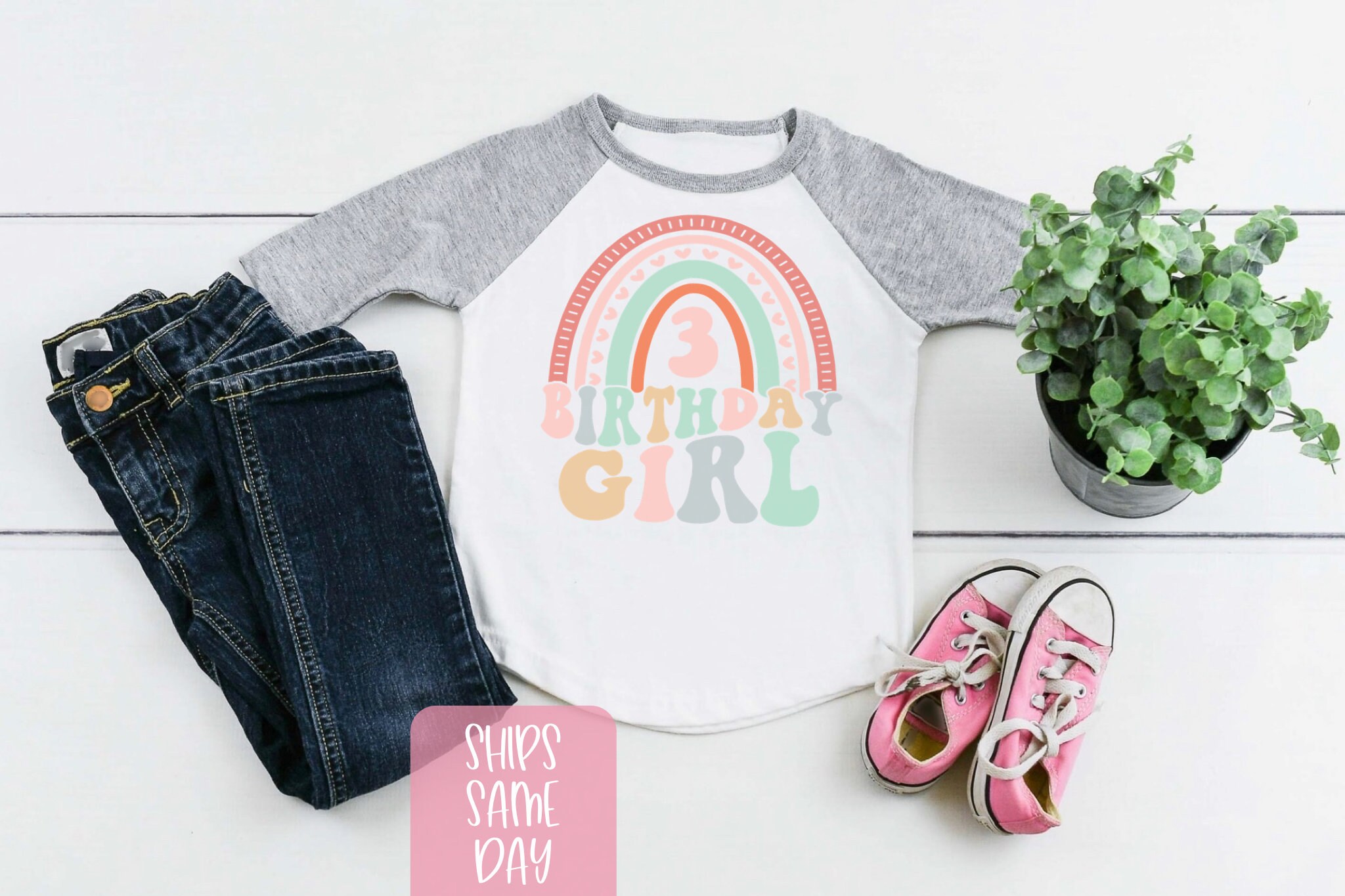 Rainbow Birthday Girls Shirt 3 Year Old Birthday Shirt Girls - Etsy
