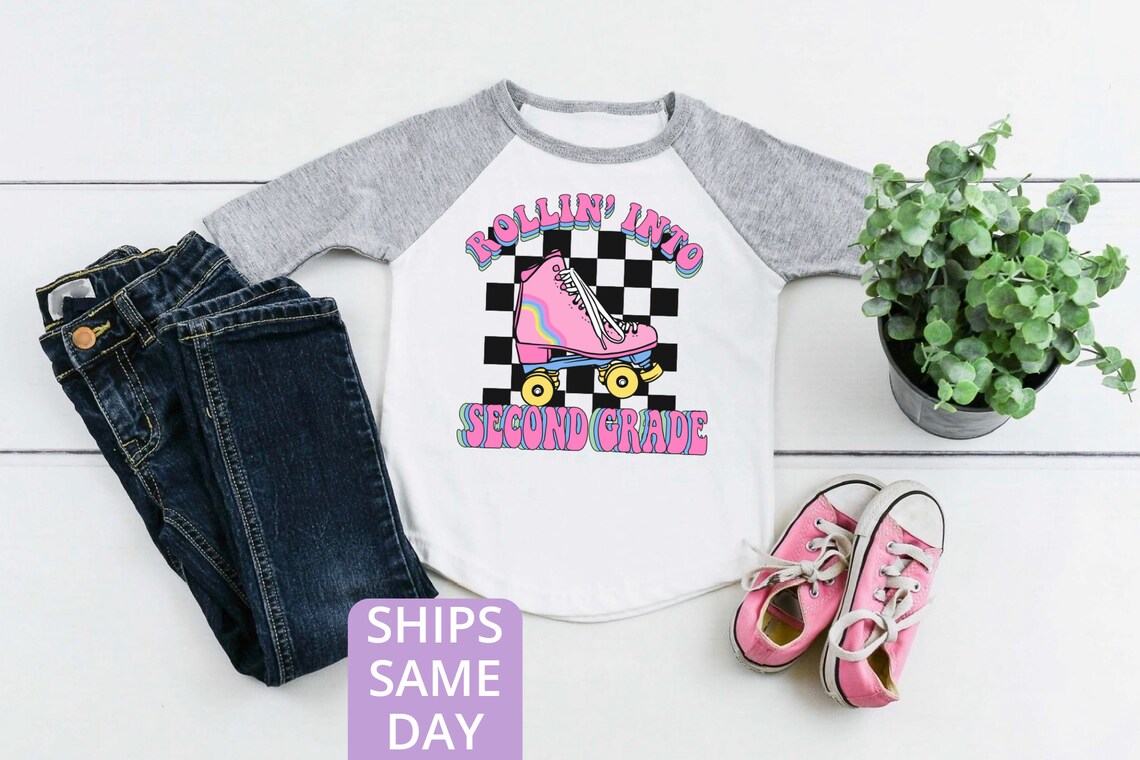 2nd Grade Girls Shirt, Rollin Into 2nd Grade Shirt, Second Grade Squad ...