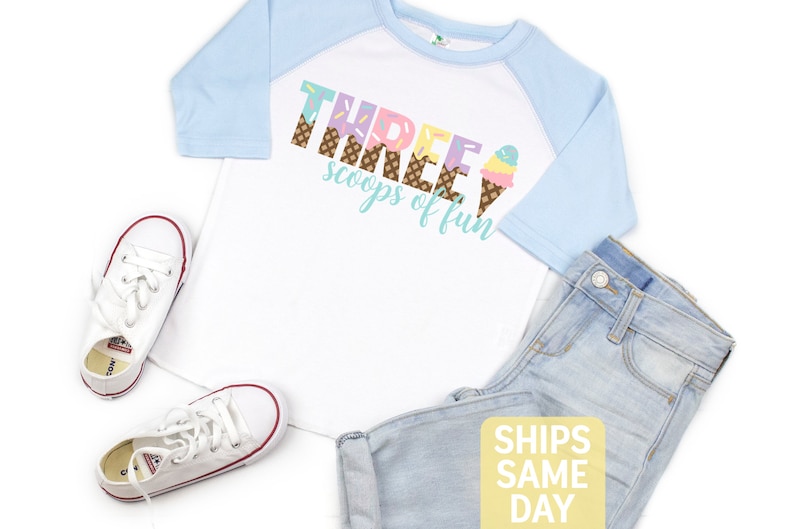 Three Scoops of Fun Ice Cream 3rd Birthday Shirt 3rd Birthday - Etsy