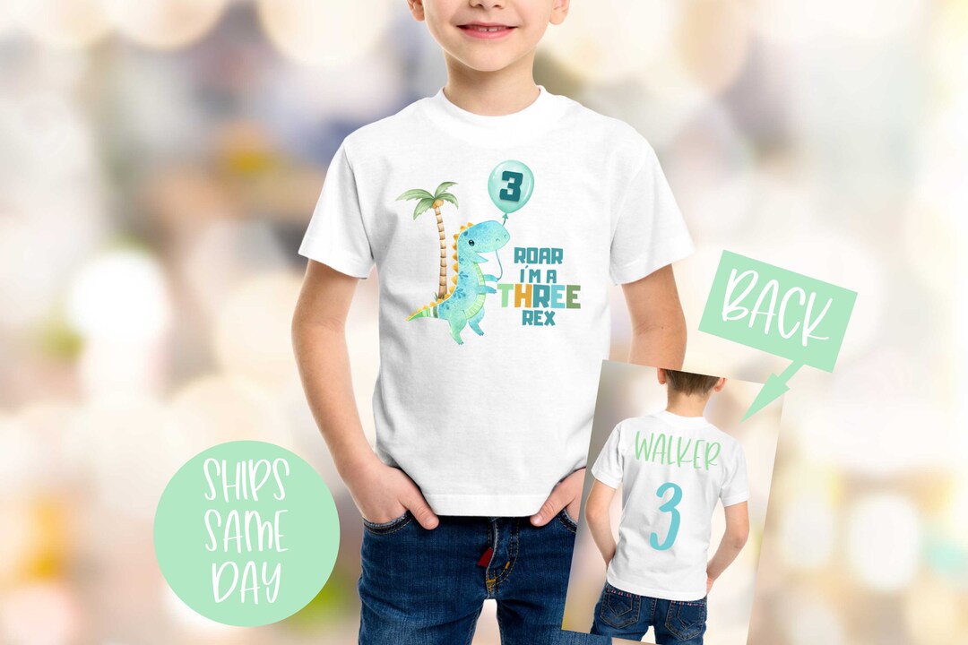 Dinosaur Birthday Shirt, Roar I'm a Three Rex Birthday Shirt, Dinosaur ...