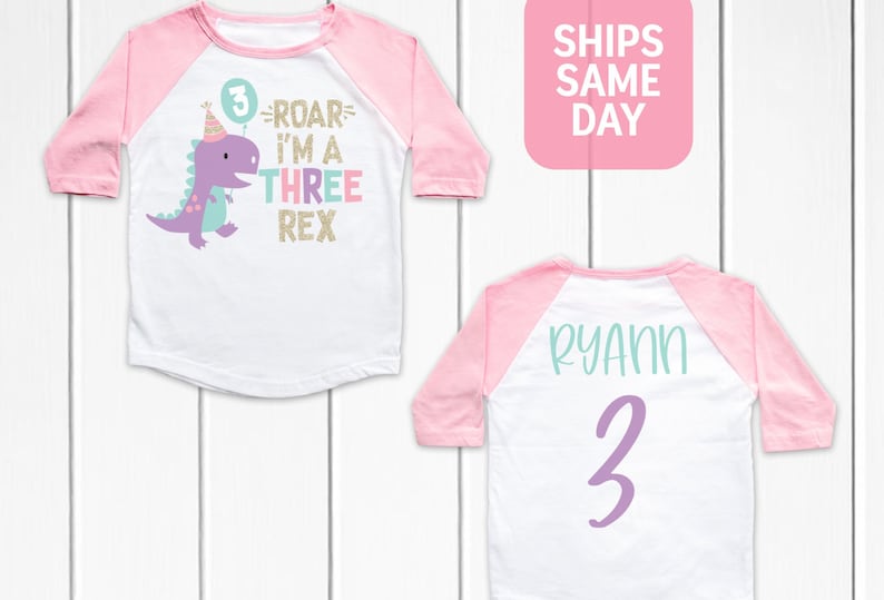 Dinosaur Birthday Shirt Roar I'm a Three Rex Birthday - Etsy