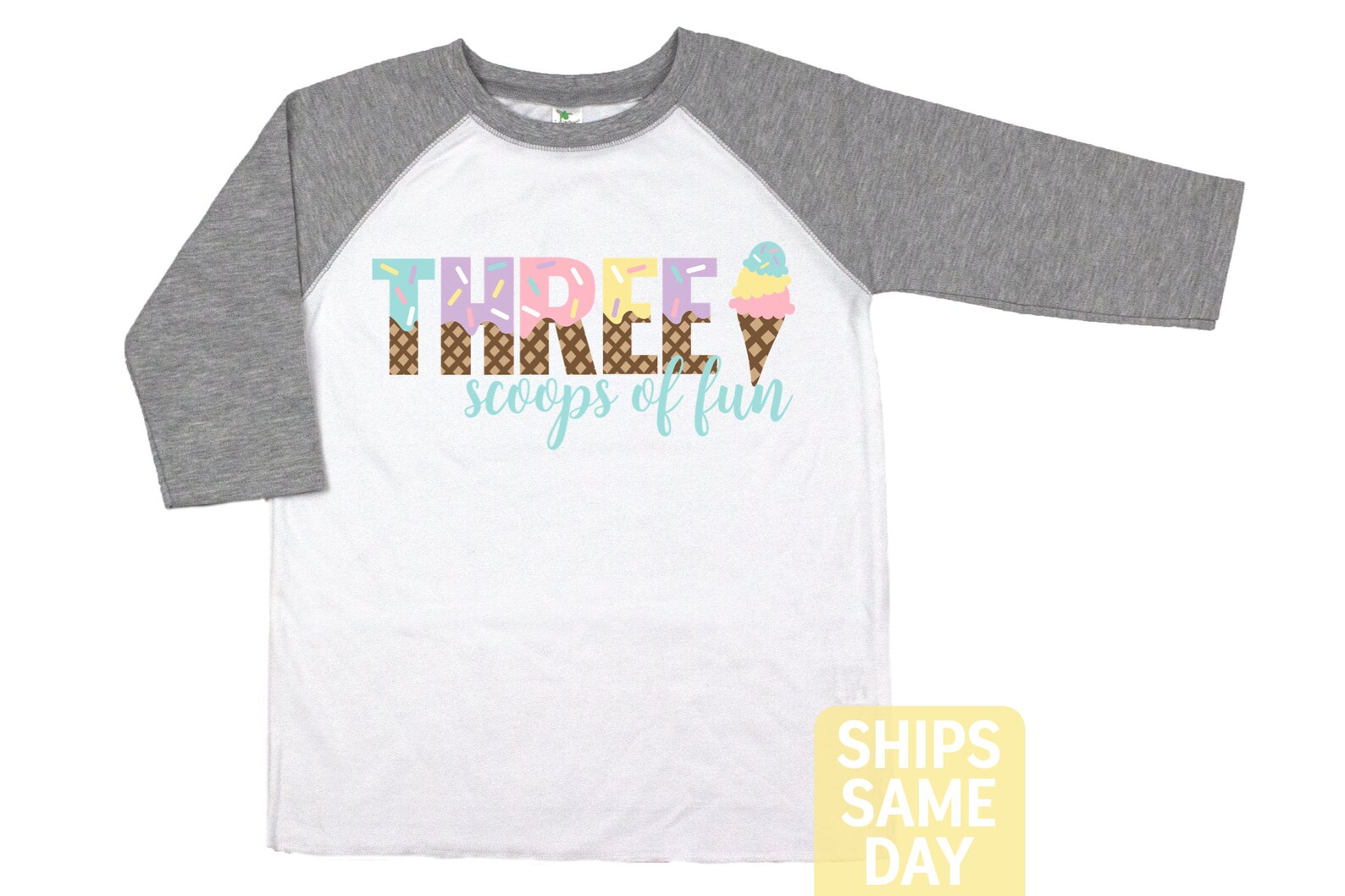 Three Scoops of Fun Ice Cream 3rd Birthday Shirt 3rd Birthday - Etsy