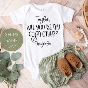 Will You Be My Godmother Personalized Onesie®, Pregnancy Announcement Onesie®, Baby Announcement ...