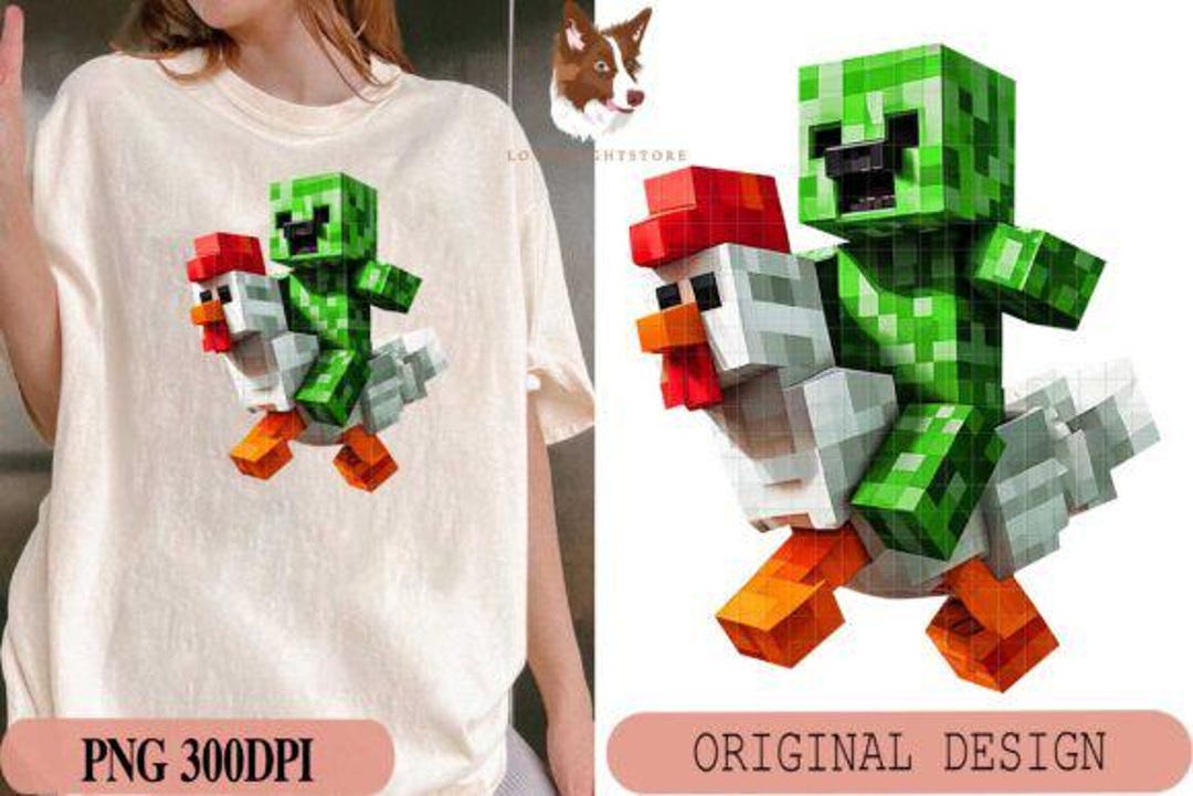 Minecraft Chicken Jockey Png Jpg - Etsy
