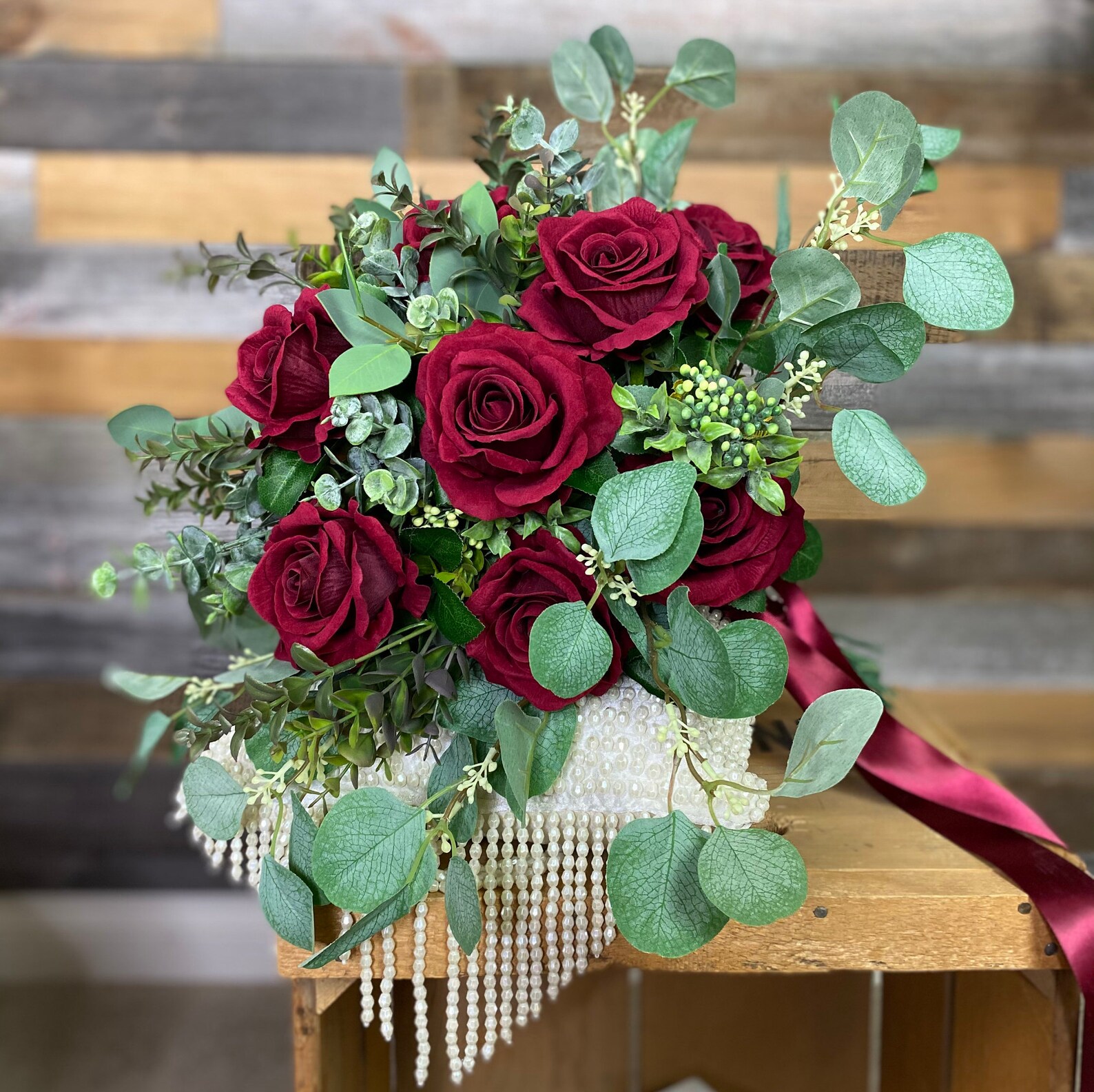 Deep Red Wedding Bouquet Dark Red Winter Bridal Bouquet - Etsy