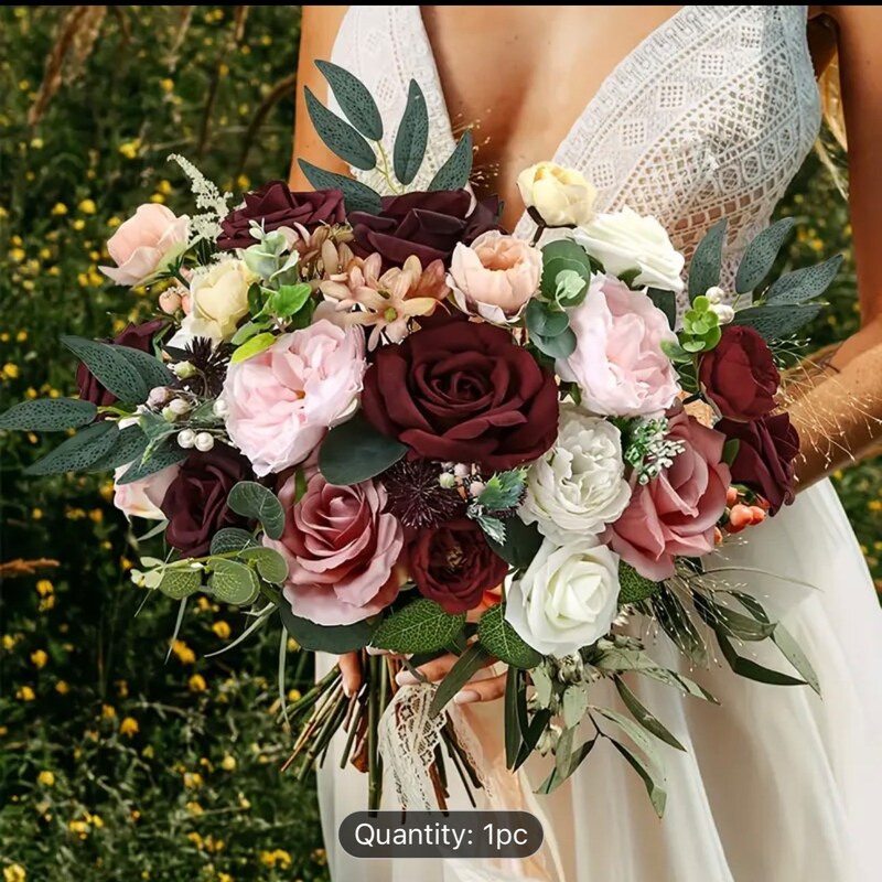 Burgundy Blush Wedding Bouquet - Etsy