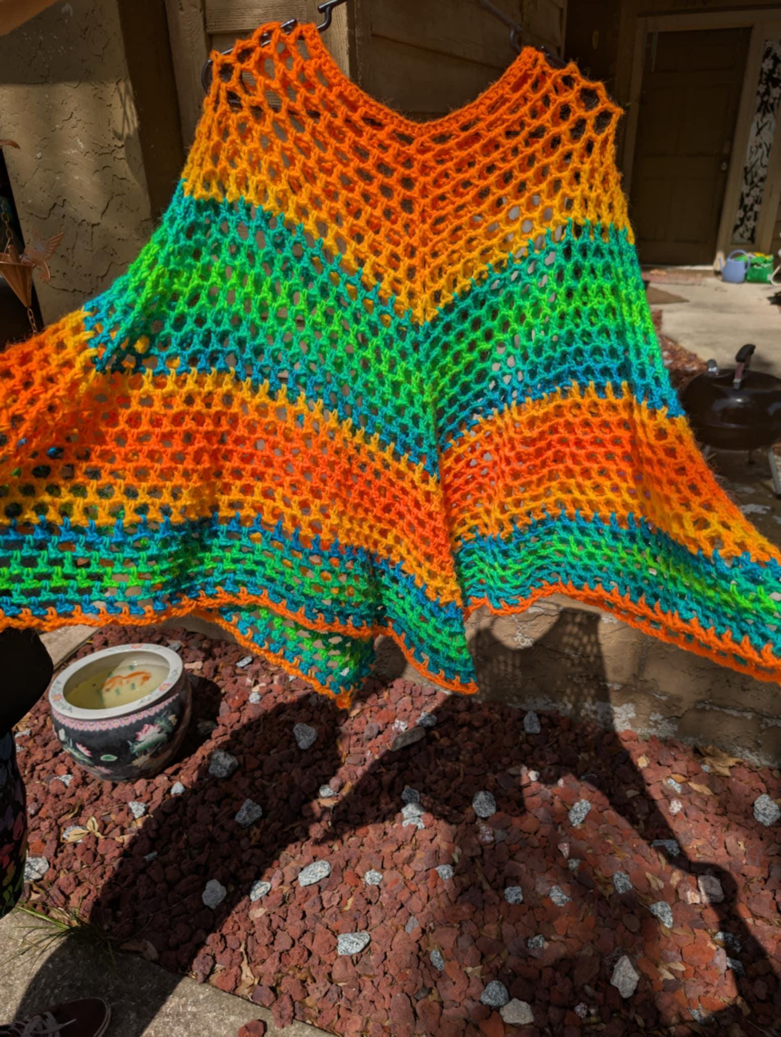 Psychedelic Sunshine Mesh Poncho - Etsy