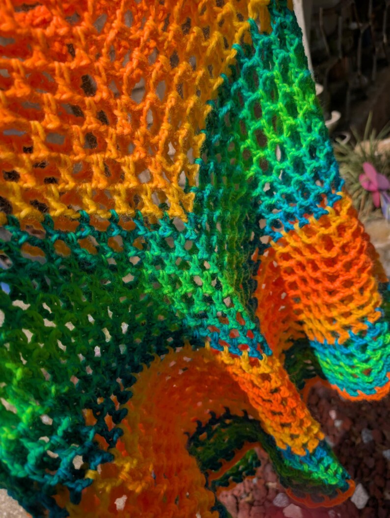 Psychedelic Sunshine Mesh Poncho - Etsy