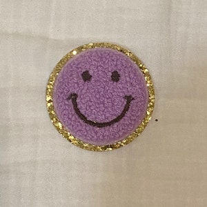 Chenille Patch; Smiley Face Iron-on Chenille Patch; Smiley Face Patch ...