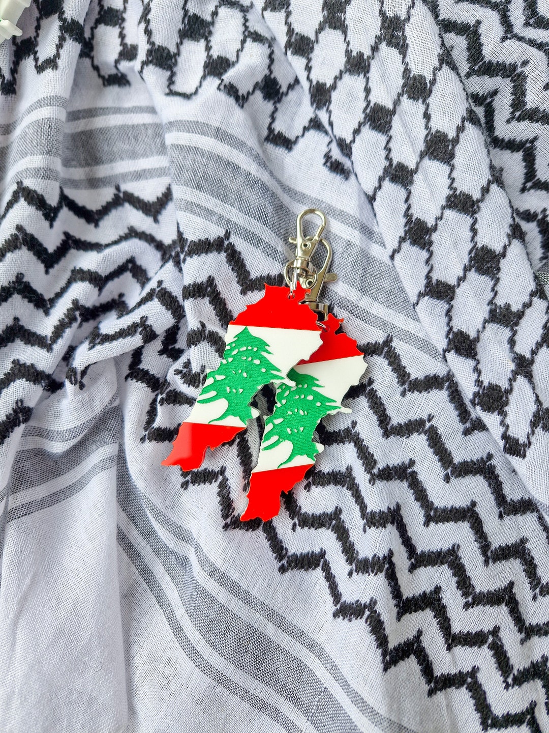 Lebanon Flag Keyring: Solidarity Gift, Silver Keychain (60mm) - Etsy