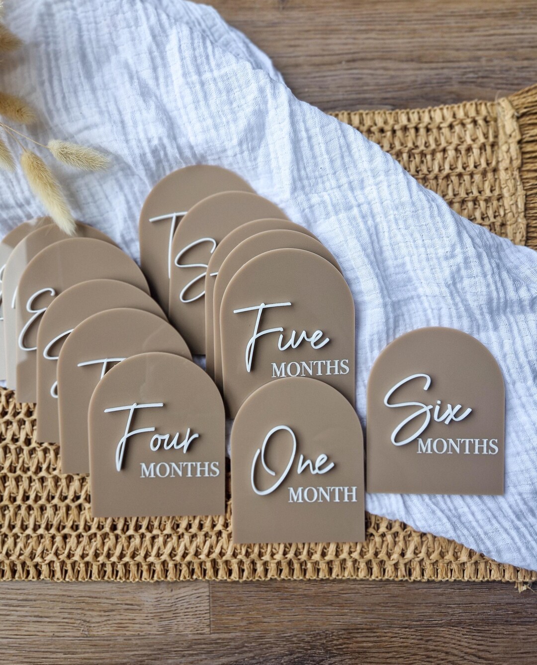 Baby Milestone Plaques, Wooden Monthly Discs, Newborn Photo Prop Set ...