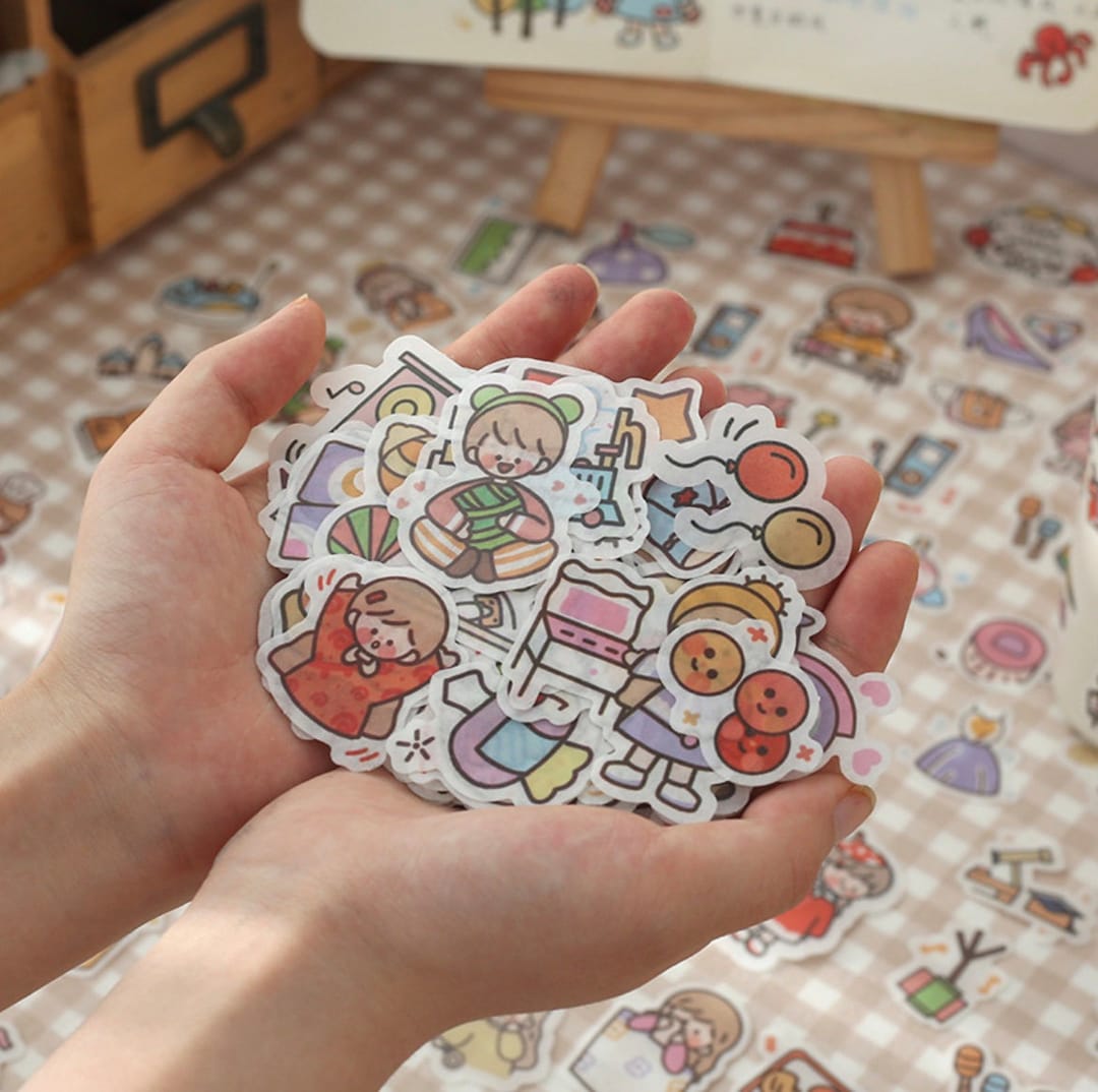40pcs Little Girl Stickers: Study, Birthday, Kawaii, Amusement Park ...