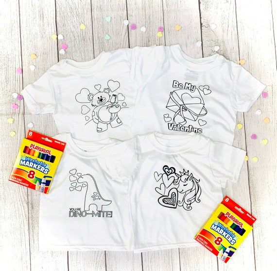 Valentines Day Coloring Shirts. Kids Coloring Shirts. Kids | Etsy