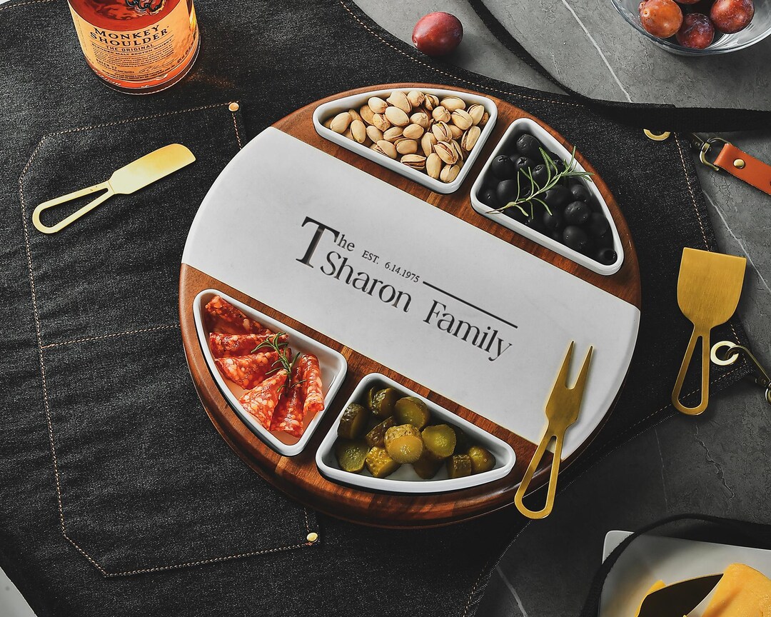 Modern Lazy Susan Turntable Upgraded Round Charcuterie Board Set With ...