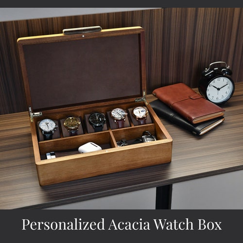 Personalized Watch Box for Men 8 Divider Slots Engraved - Etsy