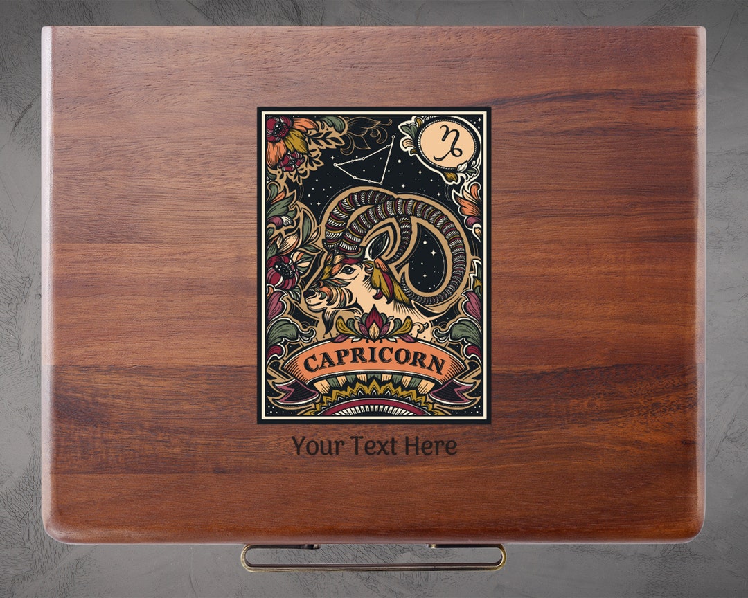 Capricorn Gift Custom Zodiac Sign Box Birthday Gift, Wooden Jewelry Box ...