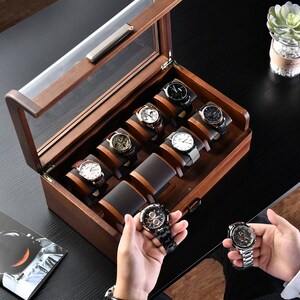 Personalized Men's Watch Box With Drawer, Large Watch Case, Luxury ...