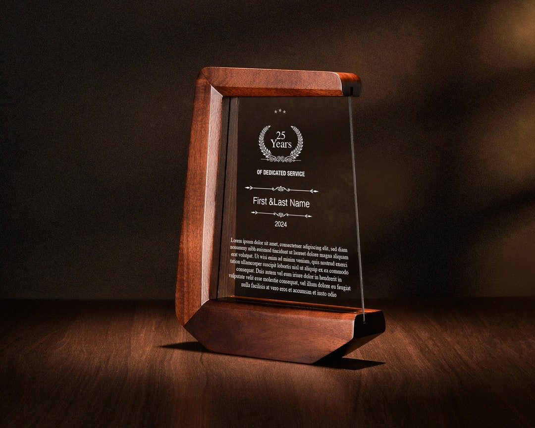 Personalized Custom Award With Laser Engraving and Wood Stand Police ...