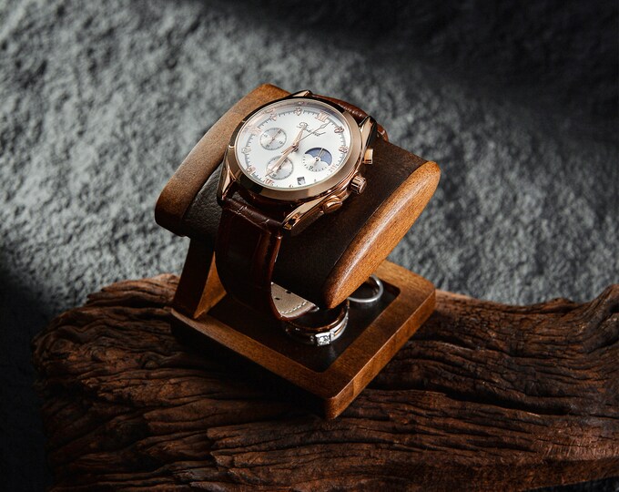 Custom Handmade Wood Watch Holder Stand, Personalized Name Watch ...