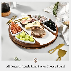 Modern Lazy Susan Turntable, Upgraded Round Charcuterie Board Set With ...