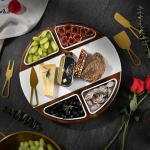 Modern Lazy Susan Turntable Upgraded Round Charcuterie Board Set With ...