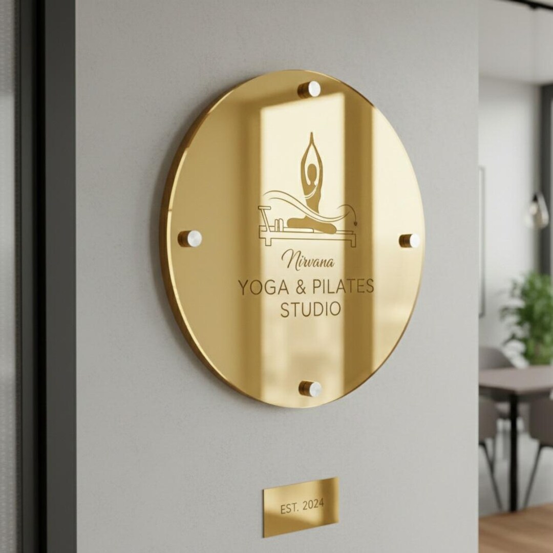 Pilates Studio Logo Sign Wellness Studio Entrance Branding Sign Modern ...