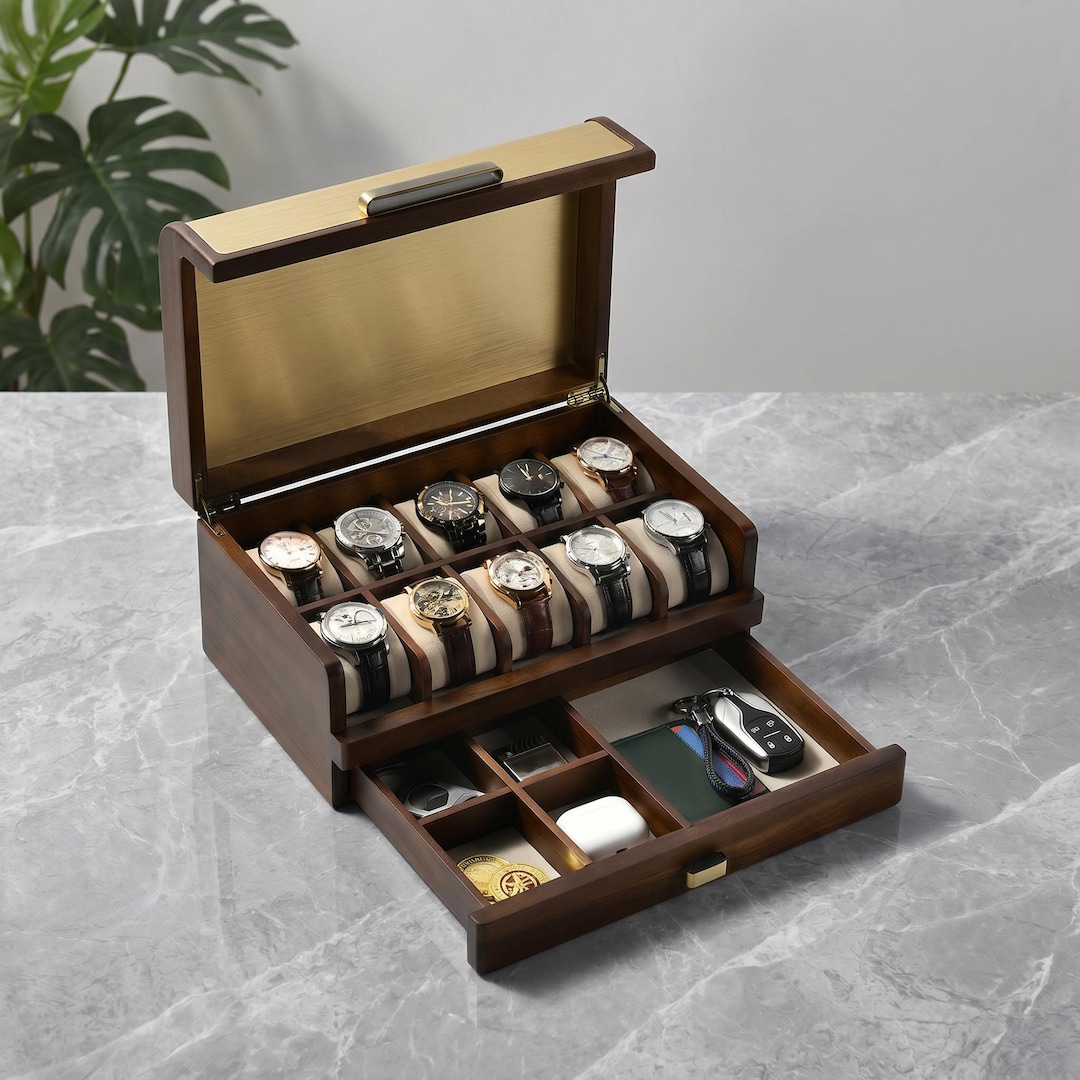 Men Valet for 10 Watch Modern Bedroom Decor Organizer for Best Man Gift ...
