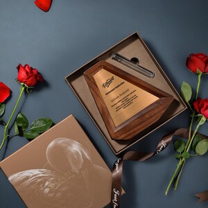 Wooden Recognition Award Display Stand Desk Decoration Office Gift ...