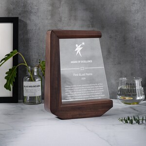 Personalized Custom Award With Laser Engraving and Wood Stand Police ...