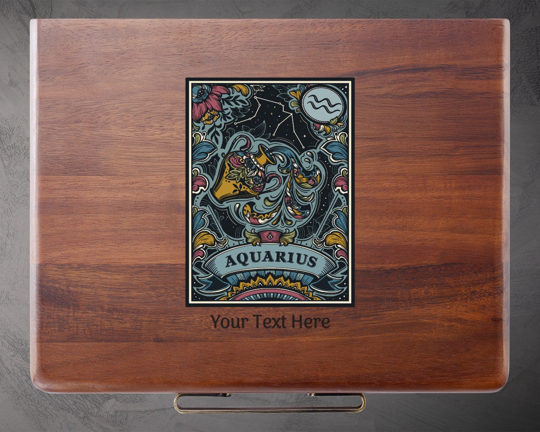 Aquarius Gift Custom Zodiac Sign Box Birthday Gift, Wooden Jewelry Box ...