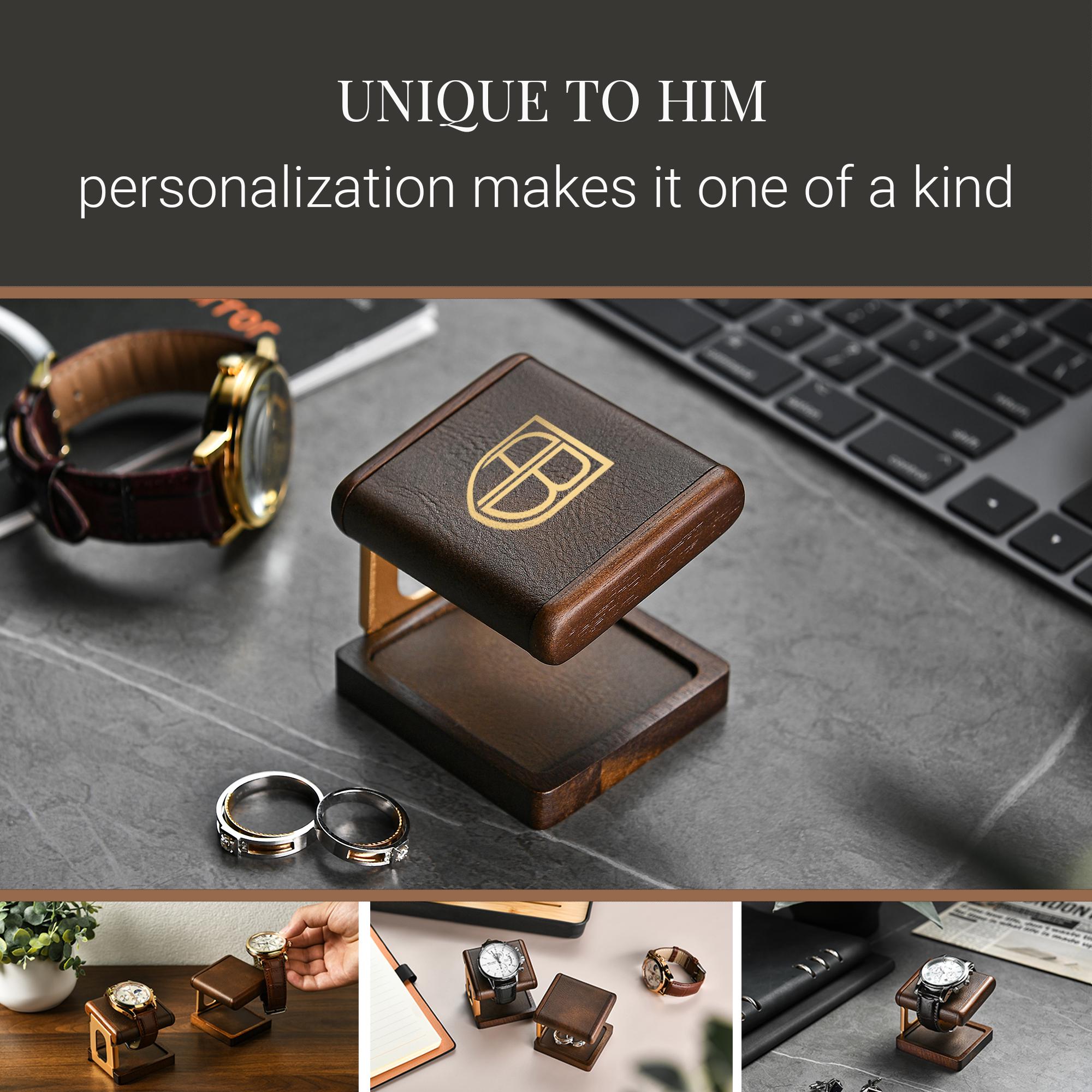 Engraved Wood Watch Stand for Men Personalized Gift Bedside Watch ...