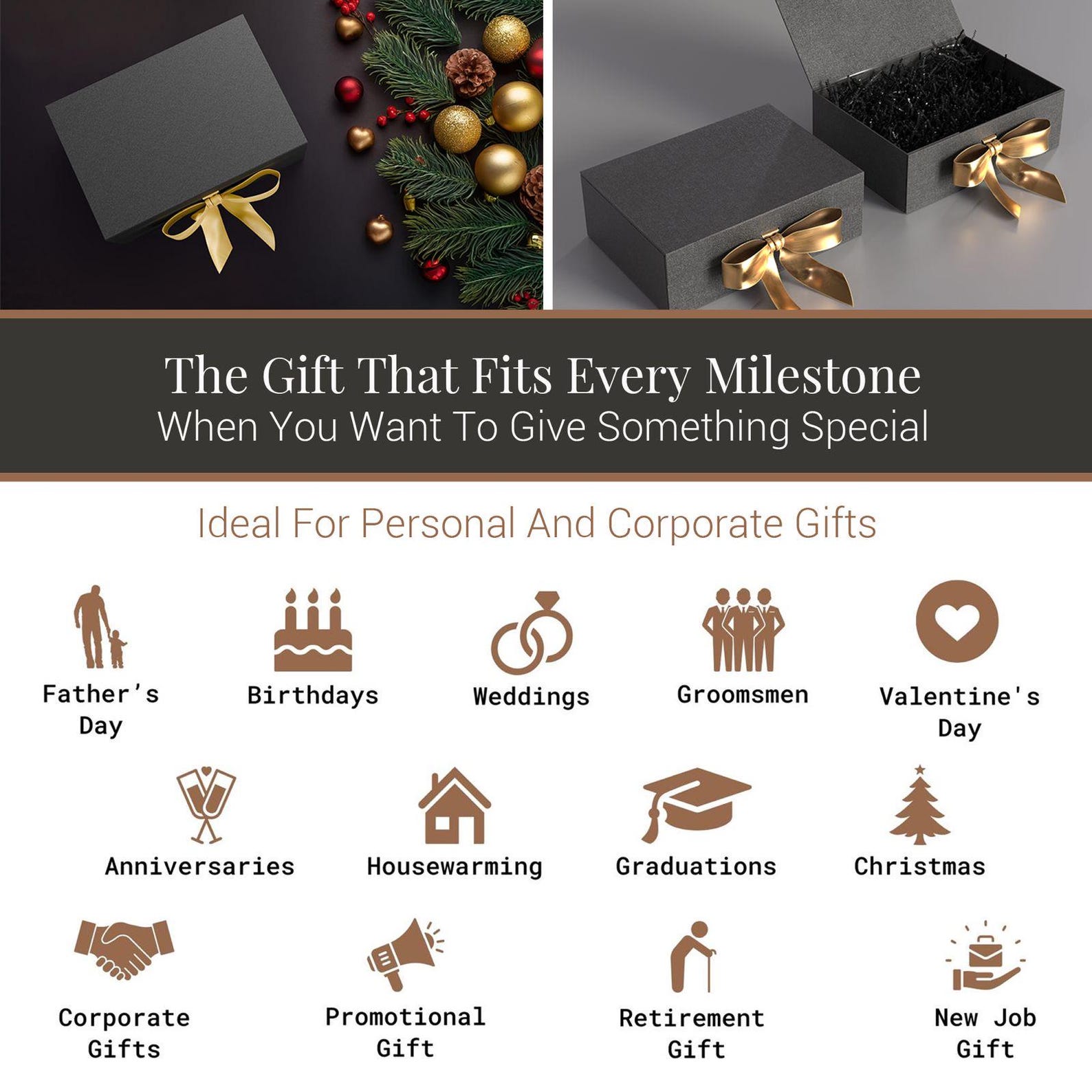Custom Magnetic Gift Box With Ribbon Personalized Message Luxury ...