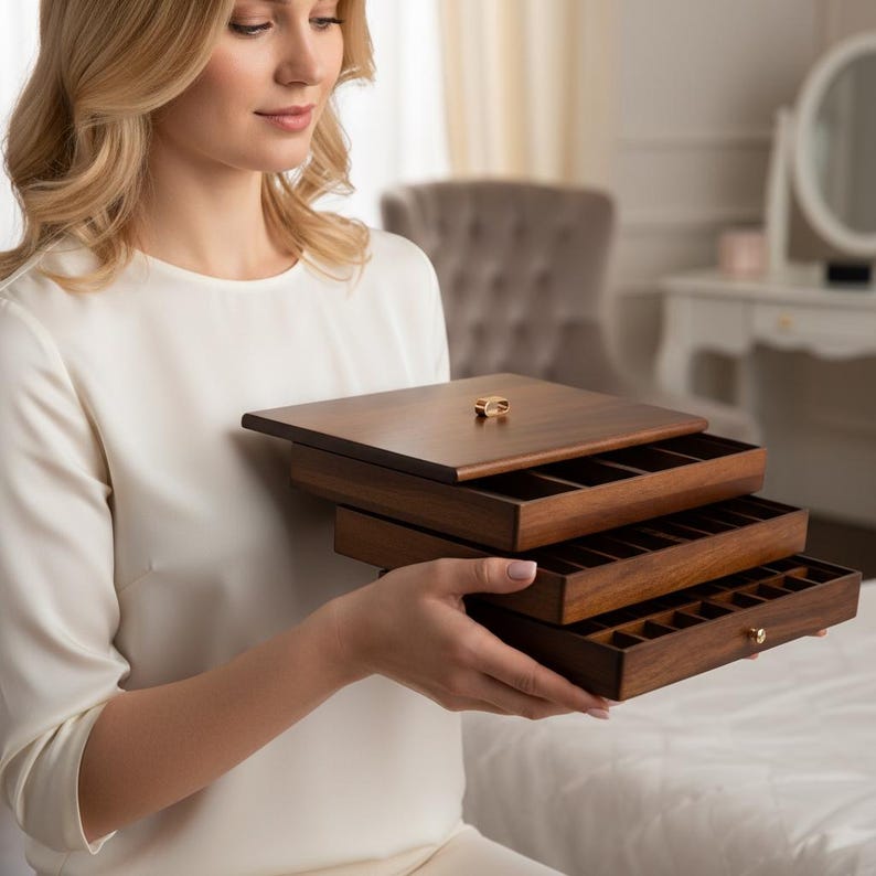 Spacious Jewelry Organizer for Home Storage Personalized Stackable Box ...